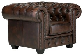Massive home | Křeslo Chesterfield hnědé z pravé kůže VÝPRODEJ