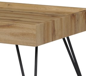 Konferenční stolek 110x60x42 cm, deska MDF, 3D dekor divoký dub, kov - černý mat - AHG-266 OAK