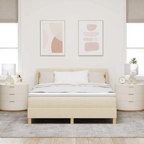 Postel s boxspringem s čelo Krémová 190 x 140 cm textil 3341291