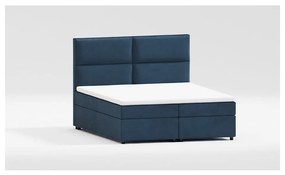 Tmavě modrá boxspring postel s úložným prostorem 200x200 cm – Ropez