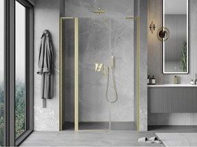Mexen Mist L, výklopné sprchové dveře 150 cm, čiré sklo, zlatá matná, 8A4L-150-001-55-00