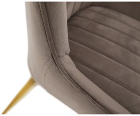 Jídelní židle LUXURY - látka Velvet, zlatý chrom / šedohnědá Taupe