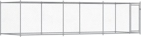 Klec pro psy s dvířky šedá 6 x 2 x 1,5 m pozinkovaná ocel 3209579