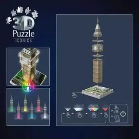 Ravensburger 3D Puzzle Iconics: Big Ben (Noční edice) / 216 dílků / od