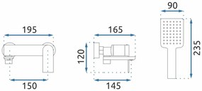 Nástěnná vanová baterie REA STORM, chrom