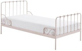 Světle růžová kovová postel Vipack Alice 90 x 200 cm