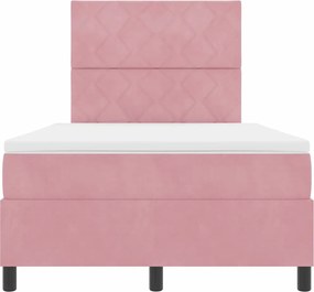 Postel s boxspringem s čelo Růžová 120 x 200 cm samet 3339895