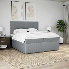 Box spring postel s matrací světle šedá 200 x 200 cm textil 3294463