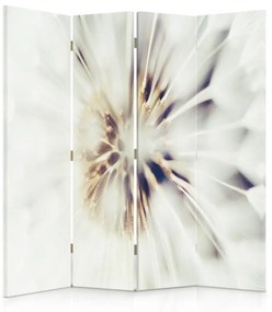 Ozdobný paraván, Srdce bílého květu - 145x170 cm, čtyřdílný, obustranný paraván 360°