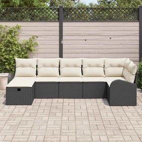 Set pohovek 7 ks Černá a krémová polyratan 3359096