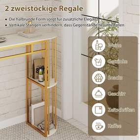 Costway Barový stůl s úložným prostorem v mramorovém vzhledu Moderní kuchyňská