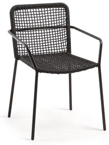 Černá zahradní židle s ocelovou konstrukcí Kave Home Bomer
