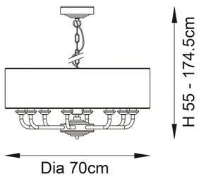 Endon 98938 - Lustr na řetězu HIGHCLERE 8xE14/40W/230V pr. 70 cm bílá/mosaz