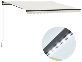 vidaXL Ručně zatahovací markýza s LED světlem 400 x 300 cm krémová