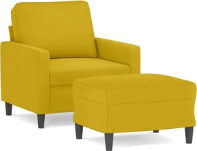 Křeslo s podnožkou žluté 60 cm samet 3201051