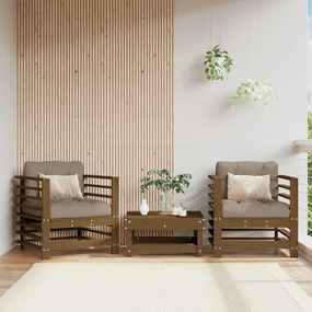 vidaXL Zahradní židle s poduškami 2 ks masivní borové dřevo [825675] Barva: Medově hnědá borovice