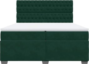 Box spring postel s matrací tmavě zelená 200x200 cm samet 3293311