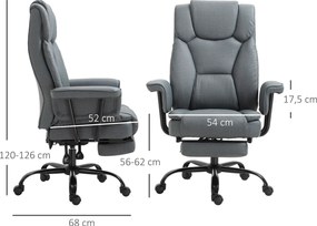 Kancelářská židle Vinsetto s funkcí polohování 150° skládací ergonomická kancelářská židle s opěrkou hlavy výškově nastavitelnou až do 135 kg šedá | …