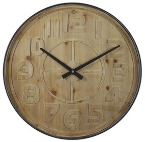 Dřevěné nástěnné hodiny s kovovým rámem Logan - Ø 80*6cm