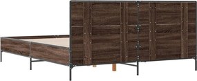 Rám postele hnědý dub 140 x 190 cm kompozitní dřevo a kov 3280036