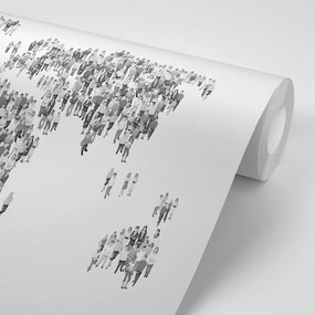 Samolepící tapeta černobílá mapa světa sestávající z lidí