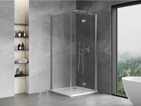 Mexen Mist-F T, 1-křídlý ​​skládací sprchový kout pravý 95 x 95 cm, čiré sklo, chromový profil, 8A6T-095-095-01-00-P