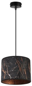 Závěsné svítidlo WERONA 3, 1x černé textilní stínítko se vzorem, (fi 20cm), C