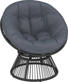 Outsunny otočné papasan křeslo Ø110 cm — nadrozměrný polštář, PE ratan, ocelový rám | Aosom