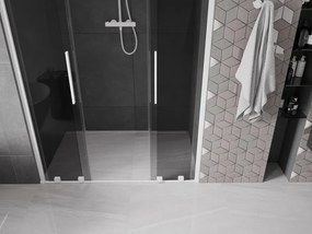 Mexen Velar L Duo, posuvné sprchové dveře do otvoru 140 cm, 8mm šedé sklo, bílá matná, 871-140-003-42-20