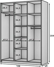 ADRK Furniture Bregma III Křídlová skříň ADRK-W-BRE-150-KB