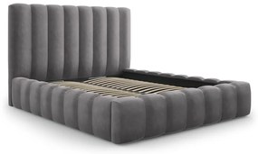 Šedá čalouněná dvoulůžková postel s úložným prostorem s roštem 180x200 cm Kelp – Micadoni Home