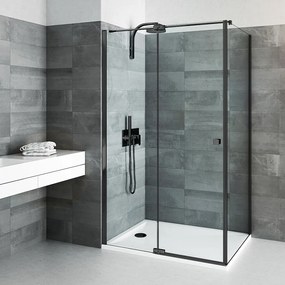 Roth Čtvercový nebo obdélníkový sprchový kout BI PF2+BI FXP Varianta: šířka dveří: 90 cm, šířka pevné stěny: 90 cm - (BI PF2/900_BI FXP/900_Black), Barva profilů a typ výplně: profily: černá (elox), výplň: transparent