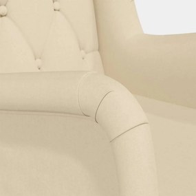 Houpací křeslo s nohami z kaučukovníkového dřeva krémové textil 329414