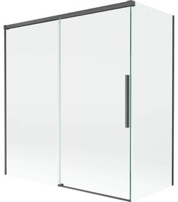 Mexen Rox paraván vany 2křídlový posuvný 150 + 70 x 150 cm, transparentní, gun gray kartáčovaný - 8C9-150-070-66-00