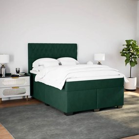 Box spring postel s matrací tmavě zelená 140x190 cm samet 3290915