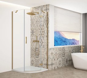 Gelco Trinity Gold Matt čtvrtkruhový sprchový kout 90 x 90 x 200 cm otevírací pravá zlatá sklo čiré GT6590CR-G