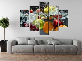 Gario Obraz s hodinami Sladké ovoce - 5 dílný Rozměry: 150 x 70 cm