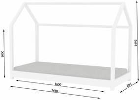 Kocot Kids Dětská postel / domeček Bella 80 x 180 cm - bílá + matrace