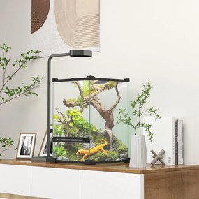 PawHut Skleněný terárium pro plazy Vivarium 12 L Box pro plazy S chladící síťovinou, pro žáby, hady, želvy, 20 x 30 cm, Černé