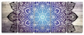 Malvis ® Obraz Modrá mandala na dřevě Velikost: 150x60 cm