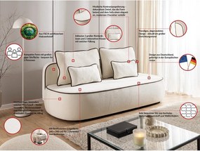 Hnědá/krémová sametová rozkládací/s úložným prostorem pohovka 210 cm Saga – Ropez