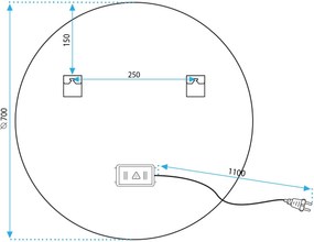 Tutumi Rea, kulaté LED zrcadlo 70cm HZJ070 P10404, HOM-02827