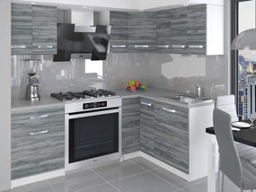 Kuchyňská linka Belini 300 cm šedý antracit Glamour Wood s pracovní deskou Armin3