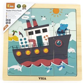 Dřevěné puzzle pro nejmenší Viga 9 ks Loď