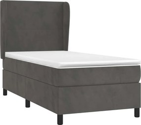 Box spring postel s matrací tmavě šedá 100x200 cm samet 3129076