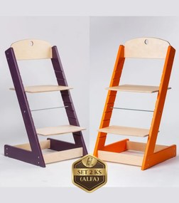 Lucas Wood Style - rostoucí židle ALFA III zvýhodněný set 2 ks - fialová + oranžová