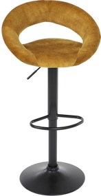 Autronic Židle barová, žlutá sametová látka, černá podnož AUB-822 YEL4
