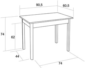 Bradop Jídelní stůl DANIEL 60×90 S03 | Provedení: B - Bílý