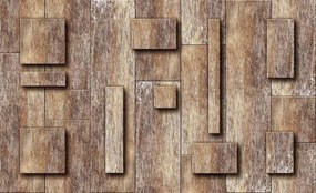 Fototapeta - Dřevěné desky a čtverce (254x184 cm)