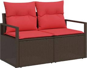 Sada zahradních pohovek 6 ks Hnědá a červená polyratan 3355193